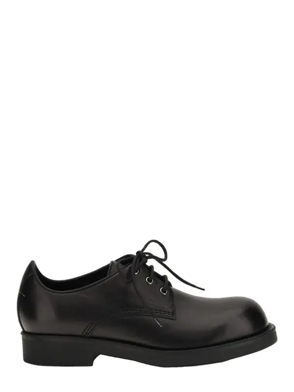 MAISON MARGIELA Calfskin Leather Biker Lace-up Shoes - Black