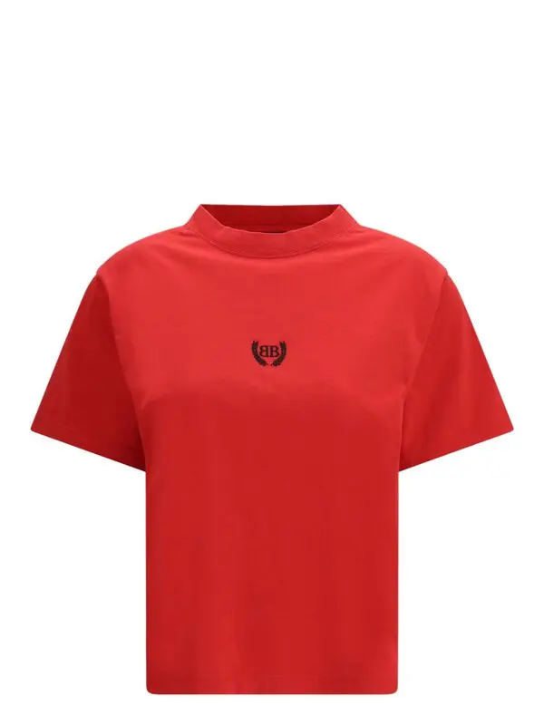 Balenciaga Laurel Classic Embroidered T-shirt - Red