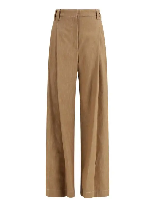 Brunello Cucinelli Denim-effect Twill Wide-leg Pants - Brown