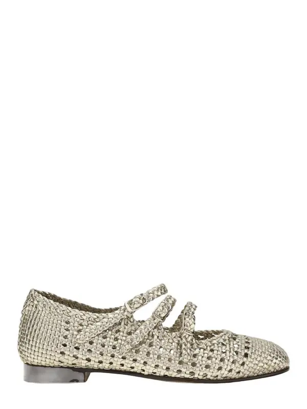 CAREL Ariana Woven Metallic Leather Ballerinas - Silver