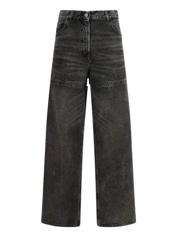 Attico High-waisted Wide-leg Jeans With Cut-out Detail - Black