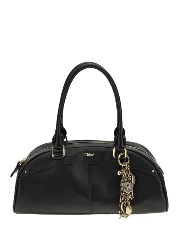 Chloé Bowling Handbag In Smooth Calfskin Leather - Black