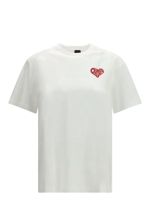 Pinko Strepitoso" T-shirt With Rhinestone Logo And "amore" Graphic - White