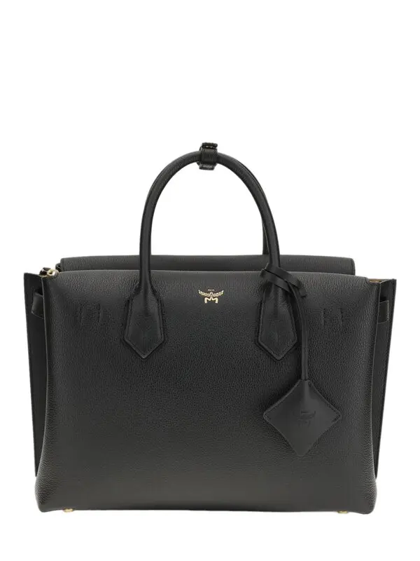 Mcm Milla Handbag In Grained Leather - Black