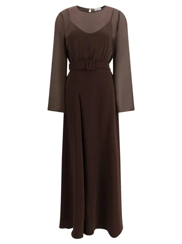 P.a.r.o.s.h Long Belted Dress - Brown
