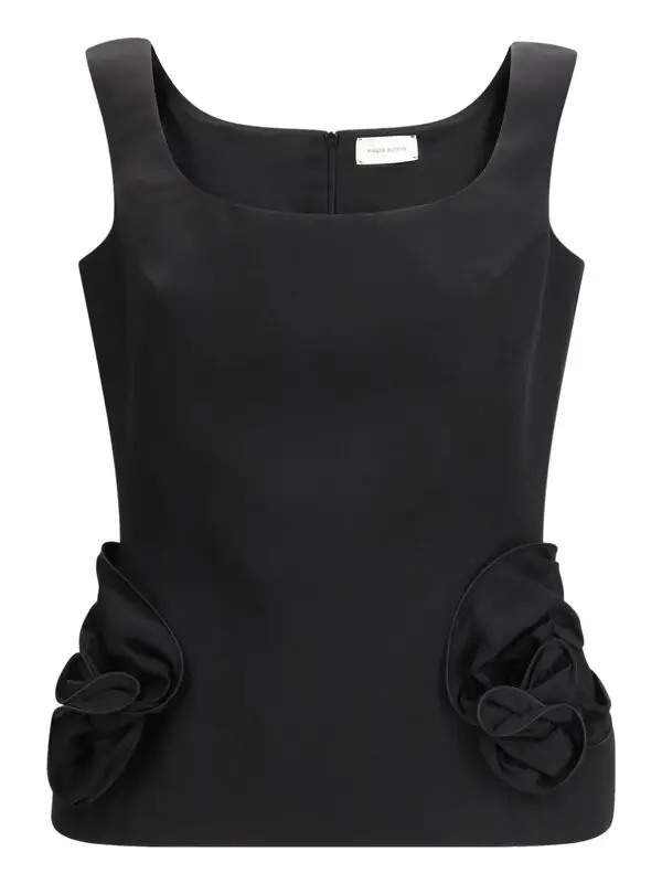 Magda Butrym Sleeveless Top With Floral Appliqués - Black