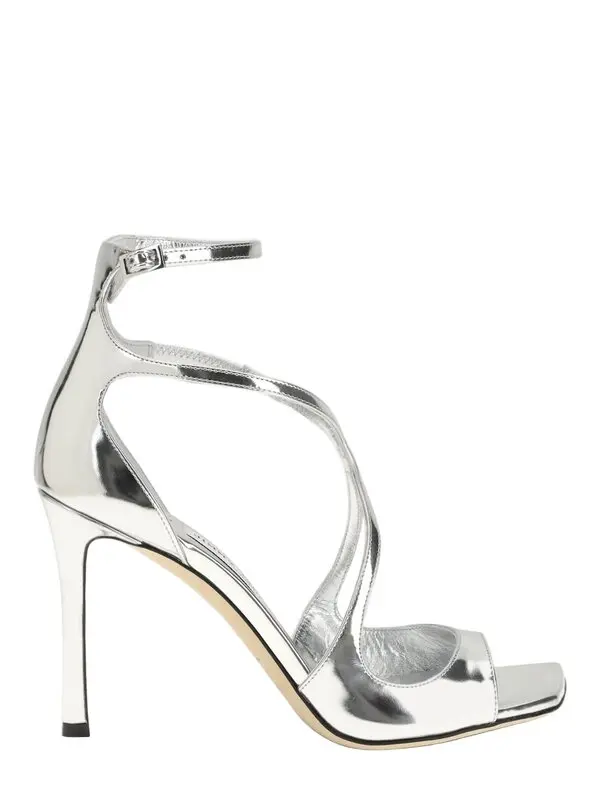 JIMMY CHOO Azia Patent Leather Sandals - Silver