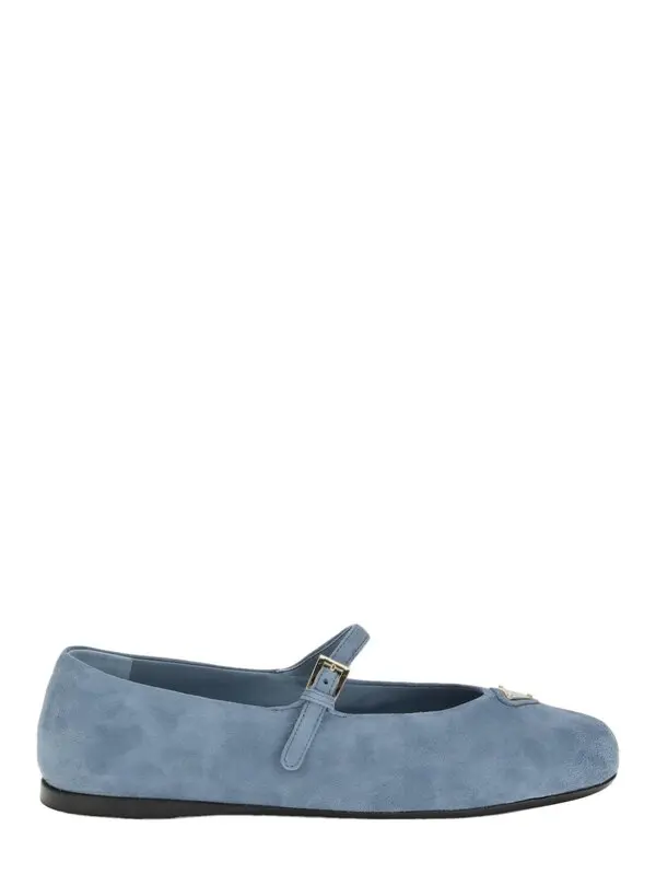 Prada Suede Leather Ballerinas - Light Blue