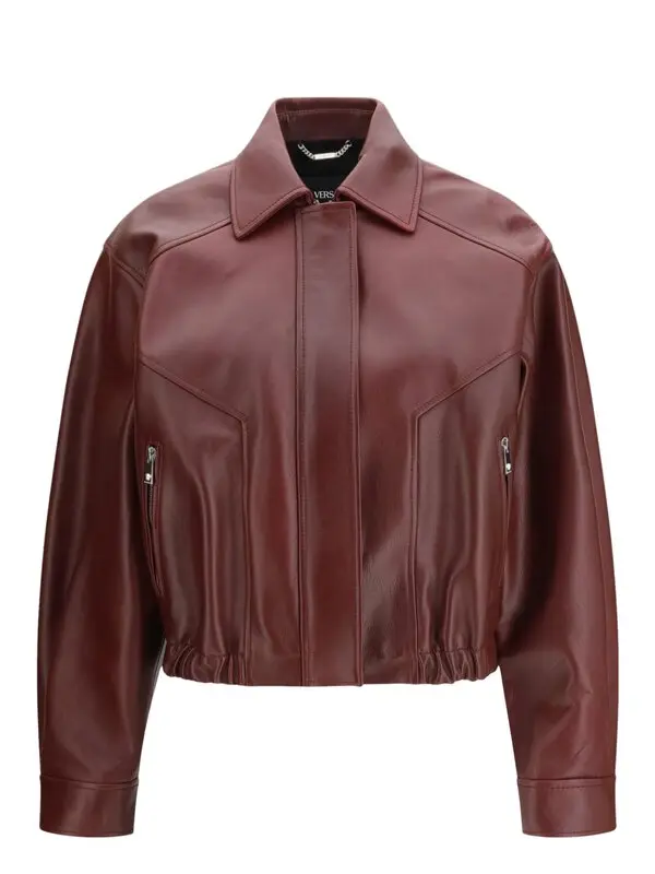 Versace Leather Jacket With Medusa Buttons - Bordeaux