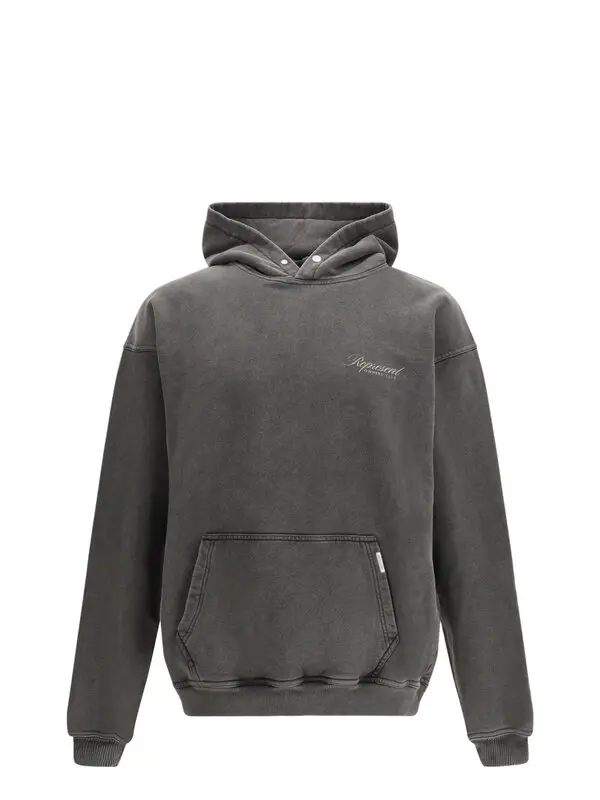 REPRESENT Cotton Hooded Sweatshirt With Monogram And Graphic Print - Grey
