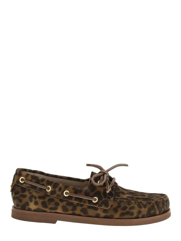GIANVITO ROSSI Leopard Print Lace Up Flat Loafer Shoes - Multicolour