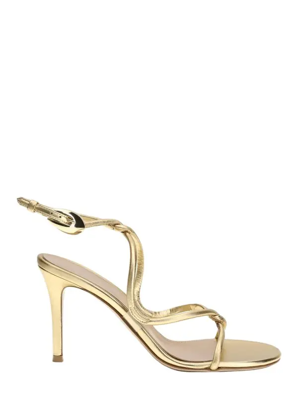 GIANVITO ROSSI Jungle Mamba Metallic Leather Stiletto Sandals - Gold