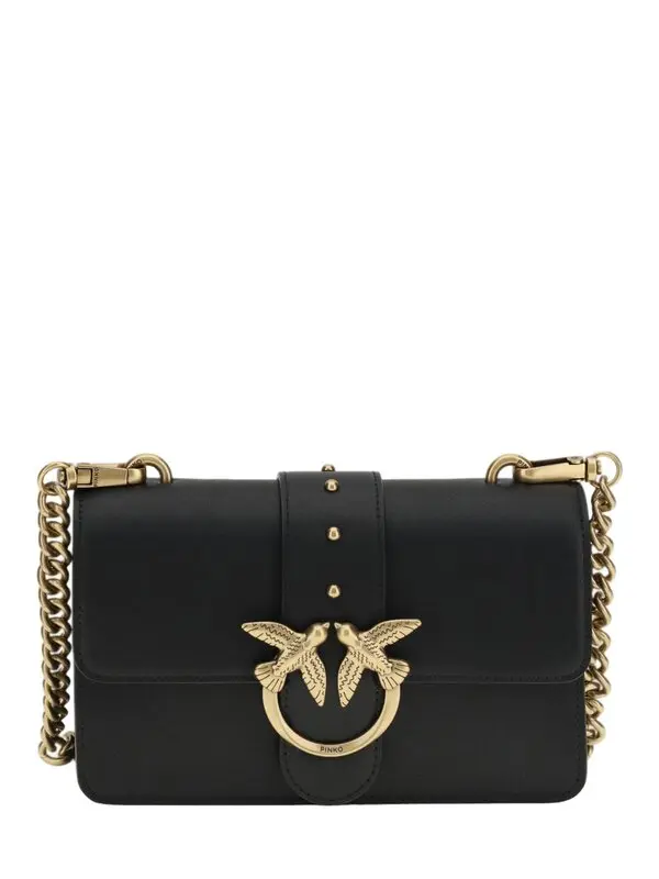Pinko Love One Small Shoulder Bag With Chain Strap - Black