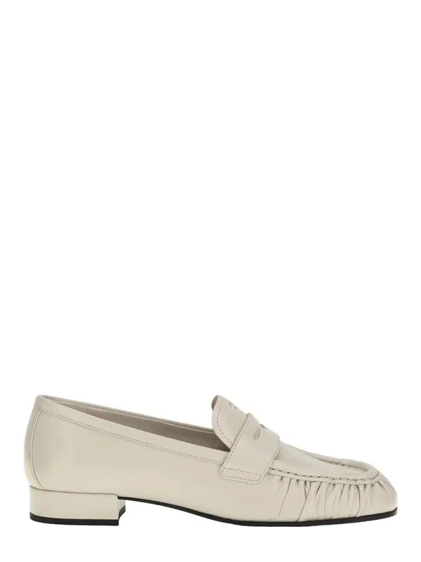 Prada Leather Loafers - Cream