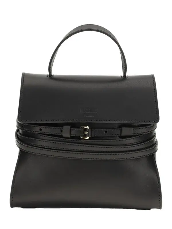 Moschino Tie Me Leather Handbag - Black