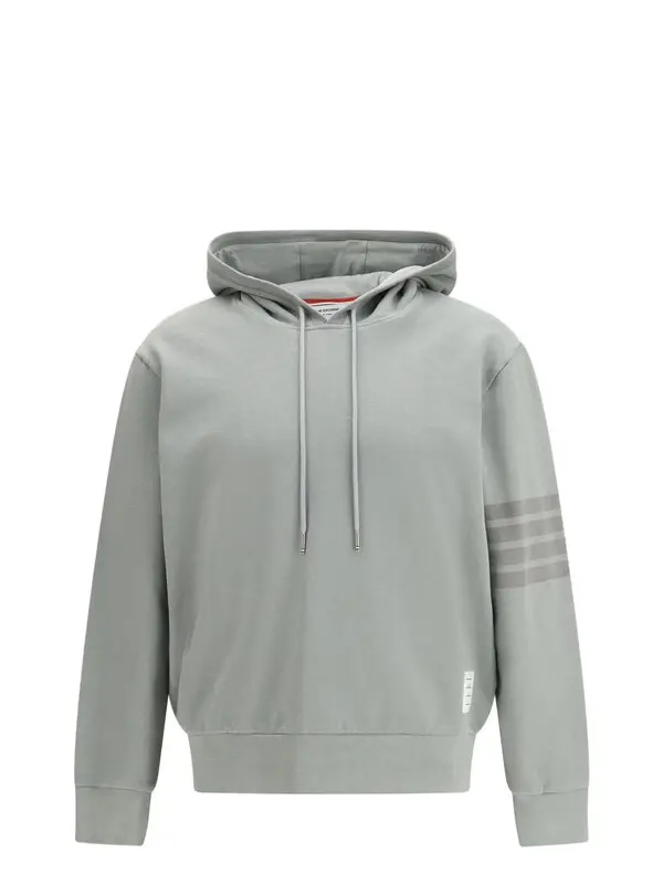 Thom Browne Cotton Hoodie With Signature Stripes - Grey