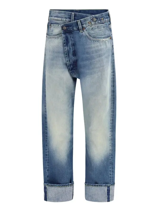 R13 Asymmetrical Button Straight-leg Jeans - Blue