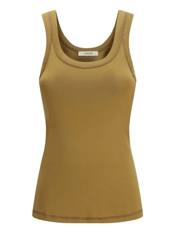 LEMAIRE Ribbed Cotton Tank Top - Brown