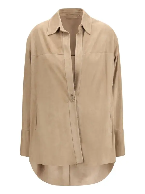 SALVATORE SANTORO Suede Oversized Shirt - Beige
