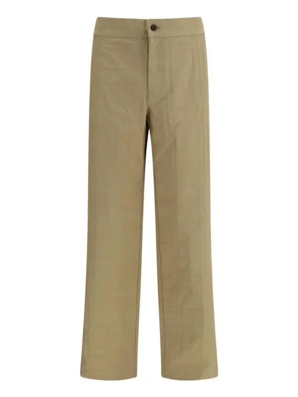 Burberry Textured Check Cotton Straight Leg Trousers - Beige
