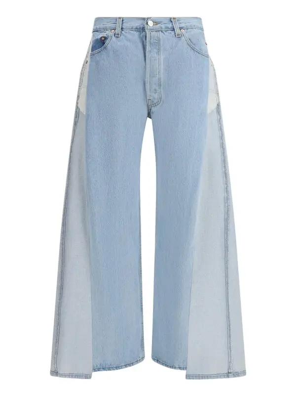 E.L.V. DENIM Maya Jeans Wide Leg Paneled Jeans - Light Blue