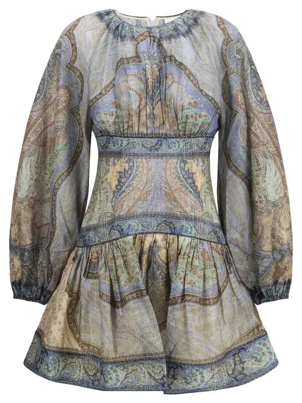Zimmermann Wanderlust Mini Dress Paisley Print Silk Blend - Multicolour