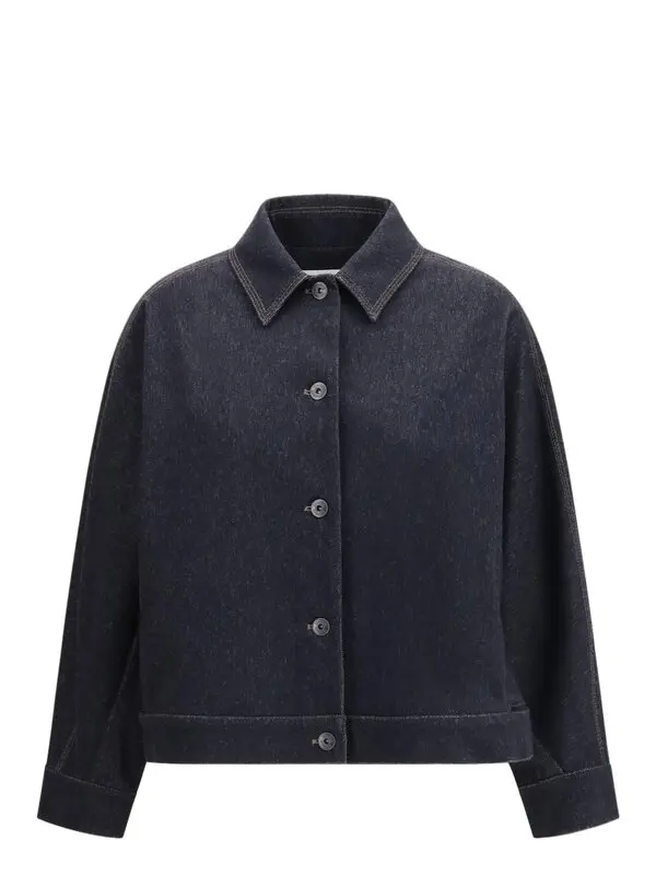 Max Mara Denim Print Jersey Jacket - Blue