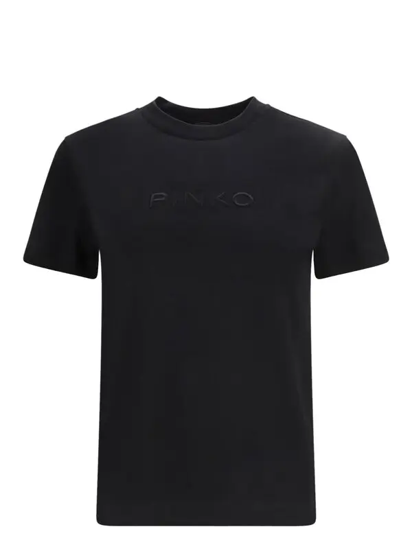 Pinko Cotton Jersey T-shirt With Raised Logo - Black