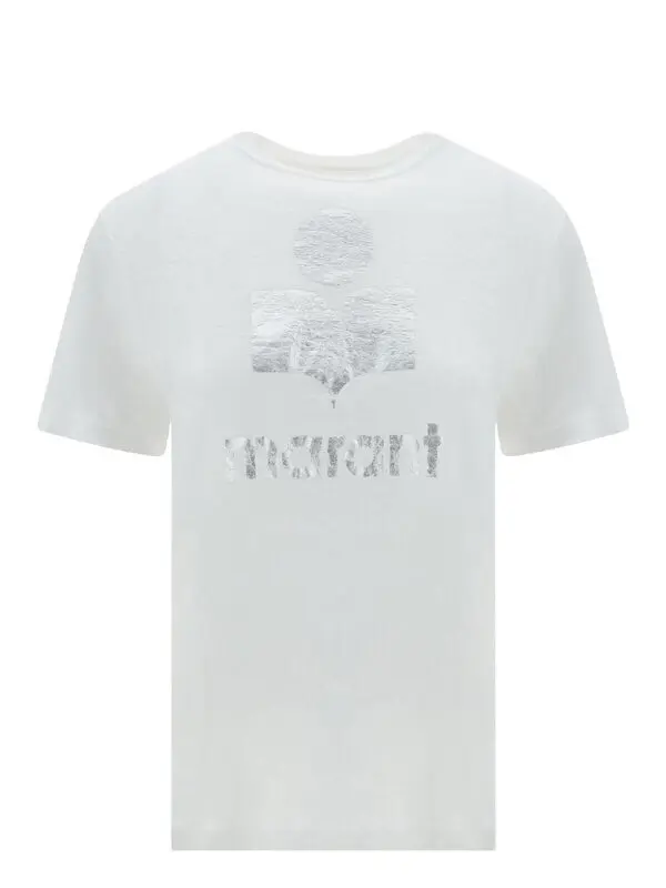 MARANT ETOILE Marant Étoile Zewel Linen T-shirt With Contrast Monogram - White