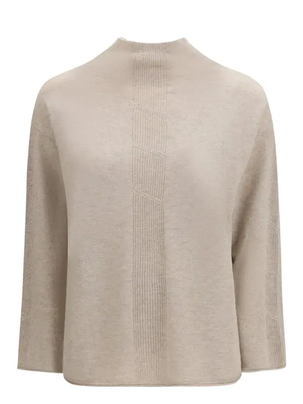 Max Mara Cashmere Turtleneck Sweater With Ribbed Details - Beige