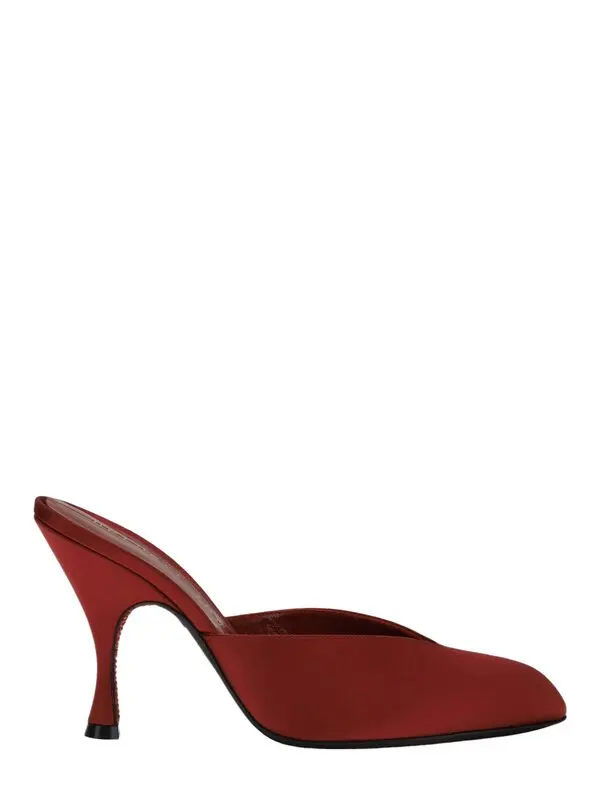 HERBERT LEVINE Suede Embellished Geometric Heel Mules - Red