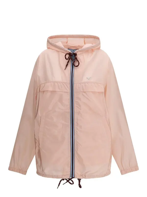 Prada Hooded Waterproof Jacket With Drawstring Hem - Pink