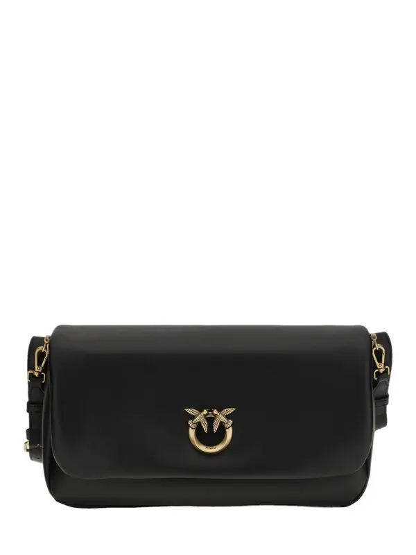 Pinko Baguette Soft Shoulder Bag With Logo Detail - Black