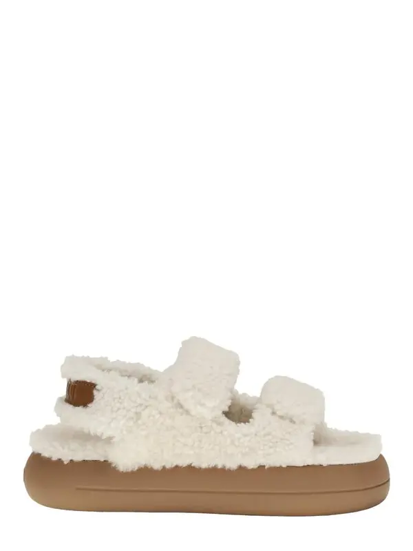 Moon Boot Shearling Fur-lined Slip-on Sandals - White