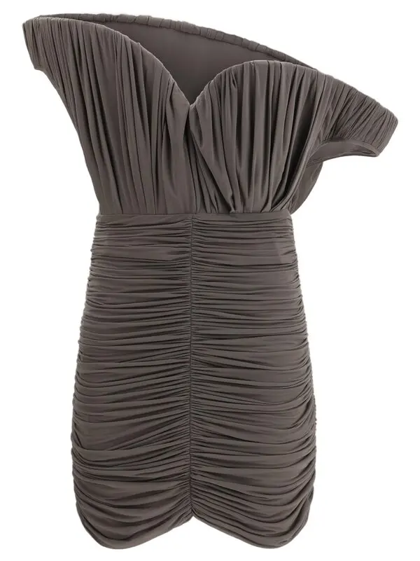 Magda Butrym Asymmetrical Petal Mini Dress - Brown