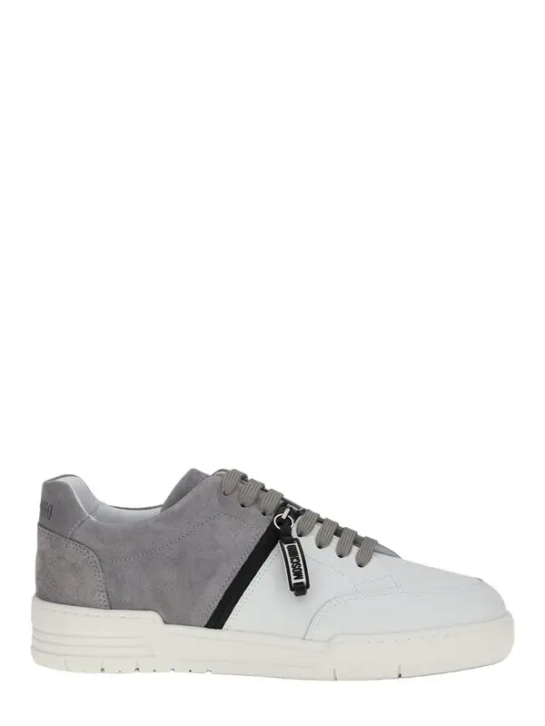 Moschino Paneled Leather And Suede Sneakers - Multicolour