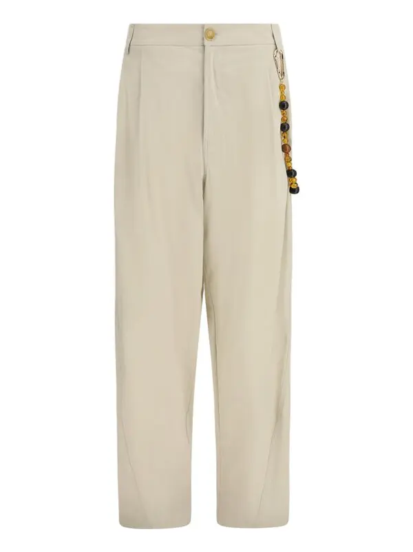 DARKPARK Phebe Cotton Pants With Logo Scarf Detail - Beige