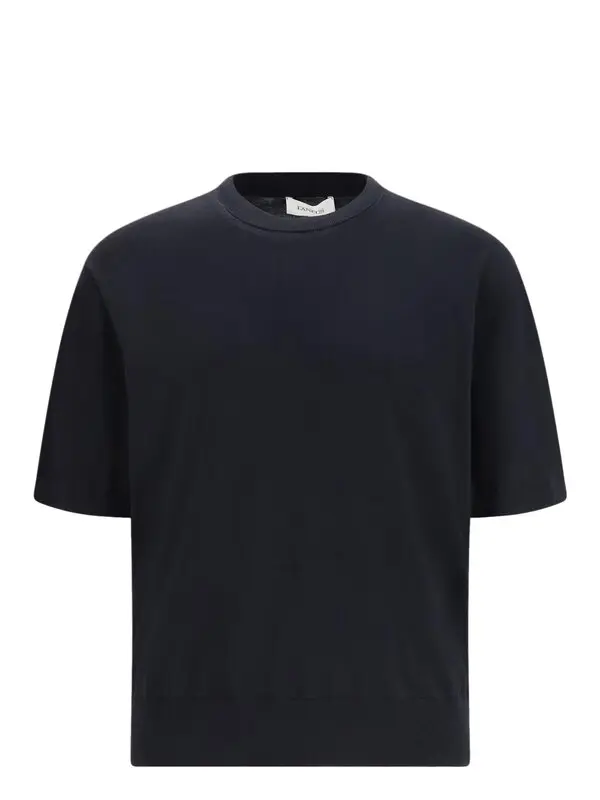 LANEUS Cotton Knitted T-shirt - Black