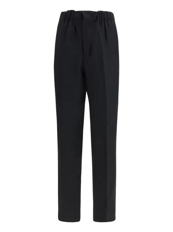 LANEUS Linen And Viscose Wide Leg Pants - Black