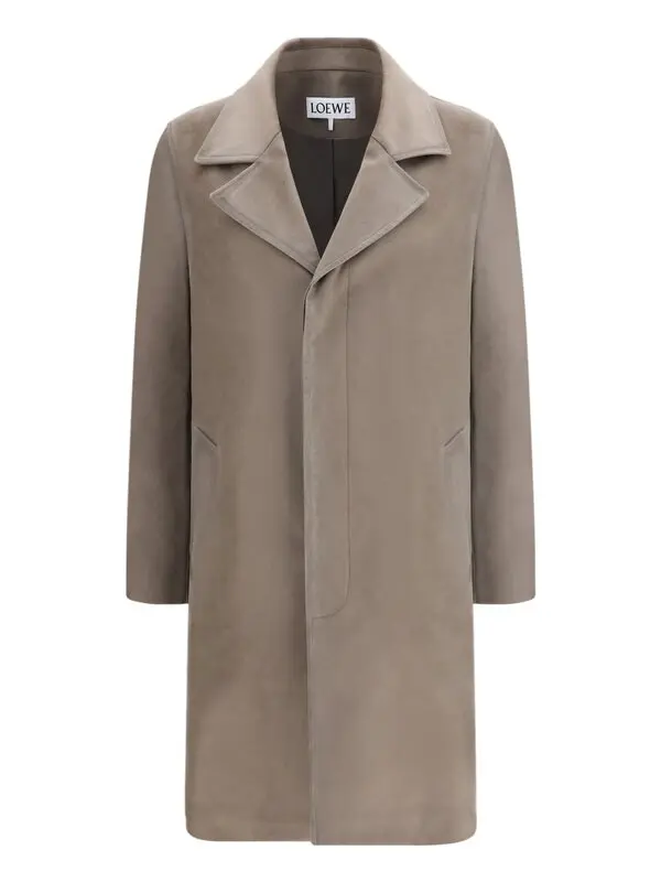 Loewe Single-breasted Brushed Cotton-blend Fustian Coat - Khaki
