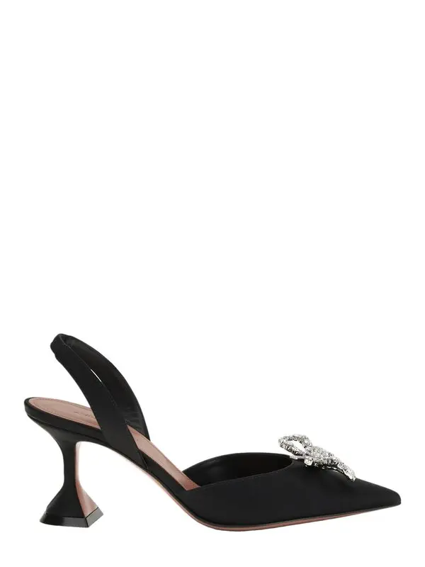 Amina Muaddi Rosie Slingback Pumps With Crystal Embellishment - Black