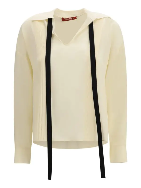Max Mara Silk Blouse With Pintuck Detailing - Beige