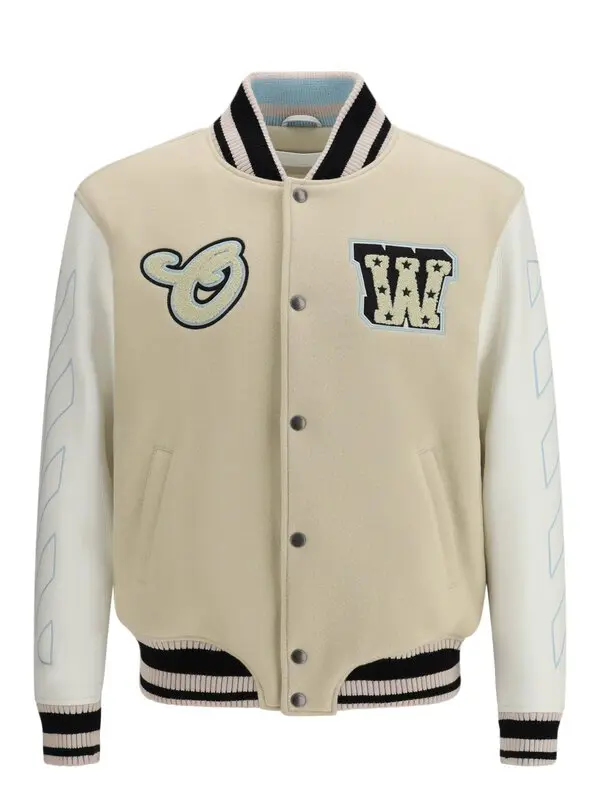 Off-White Varsity Star Logo Jacket - Beige