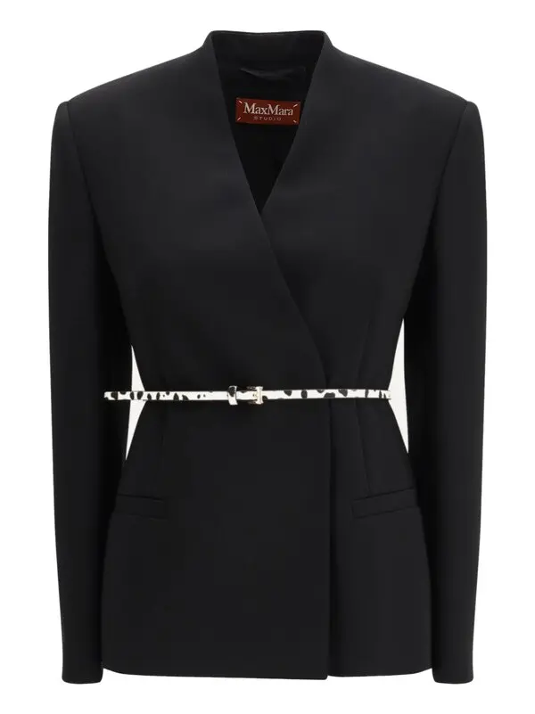 Max Mara Double-breasted Cady Jacket With Belt - Black
