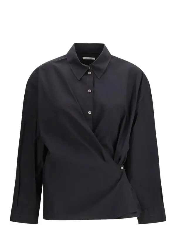 LEMAIRE Cotton Blend Shirt With Twisted Button Closure - Black