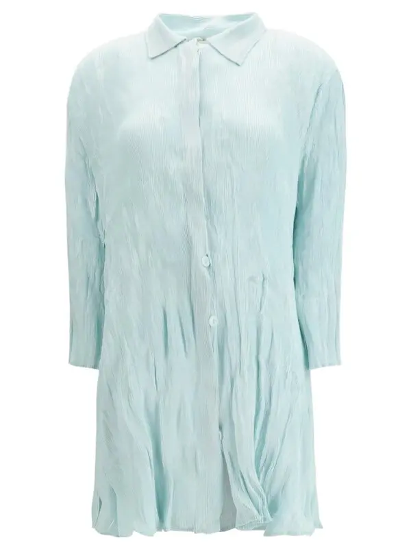 GONGDID DESIGN Wavy Pleated Shirt Dress - Light Blue