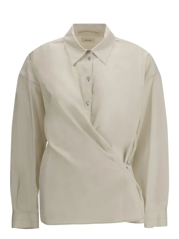 LEMAIRE Lemiaire Cotton Blend Shirt With Twisted Button Closure - Cream