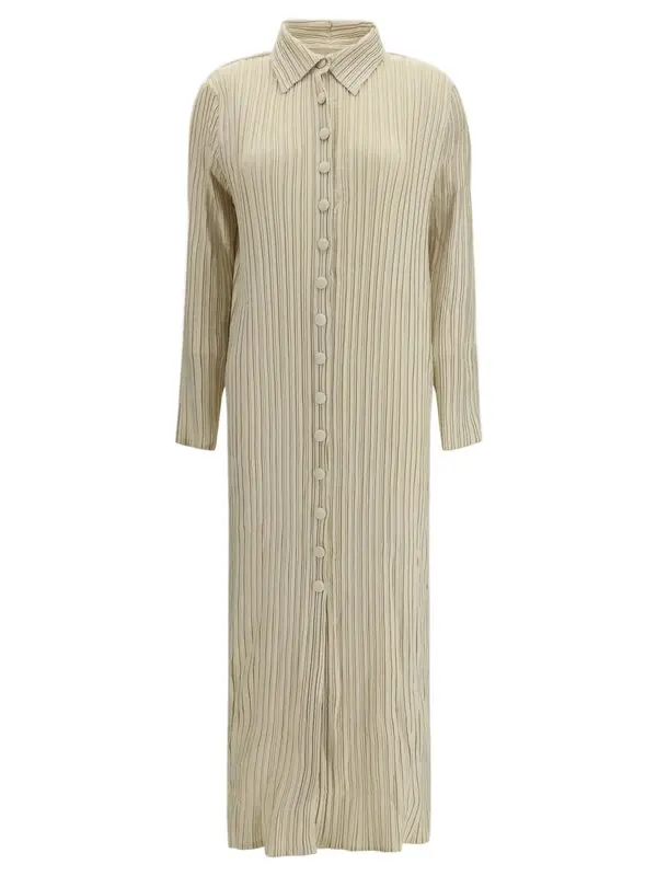 GONGDID DESIGN Long Sleeve Button-up Maxi Dress - Beige