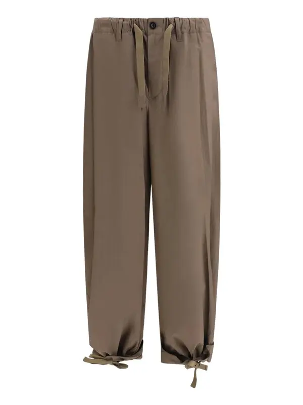 Sacai Cotton Pants With Elasticated Waistband And Drawstring - Brown