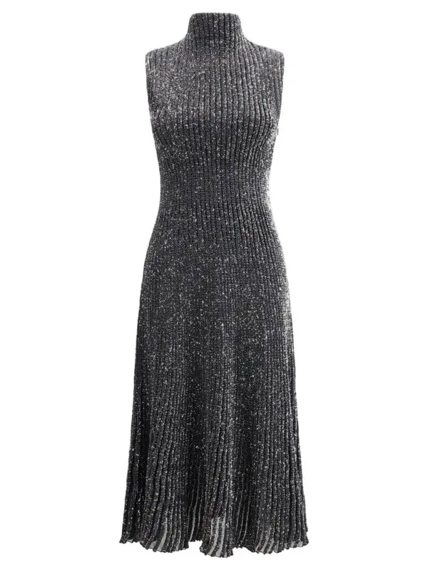 Alaïa Sequined High Neck Midi Dress - Grey